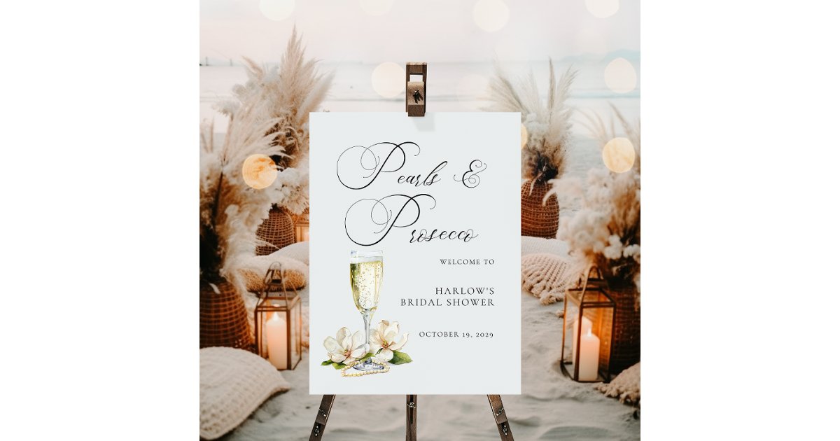 Watercolor Pearls and Prosecco Bridal Shower Foam Board | Zazzle