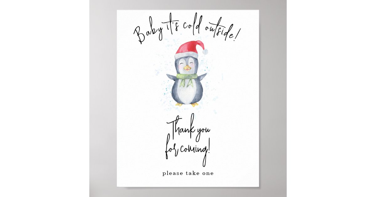 Watercolor penguin - Thank you for coming Poster | Zazzle
