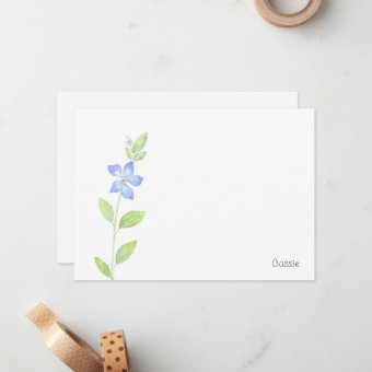 Watercolor Periwinkle Flower Note Card | Zazzle