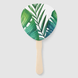Watercolor Personalized Tropical Leaves Hand Fan | Zazzle