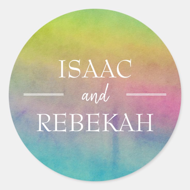 Watercolor Personalized Wedding Classic Round Sticker | Zazzle