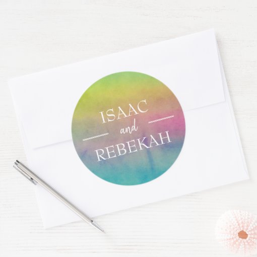 Watercolor Personalized Wedding Classic Round Sticker | Zazzle