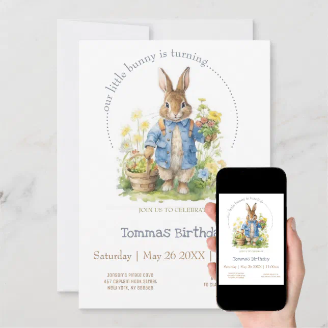 Watercolor Peter Rabbit Birthday Invitation | Zazzle