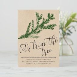 Watercolor Pine Bough Tree Trimming Party Invitation | Zazzle