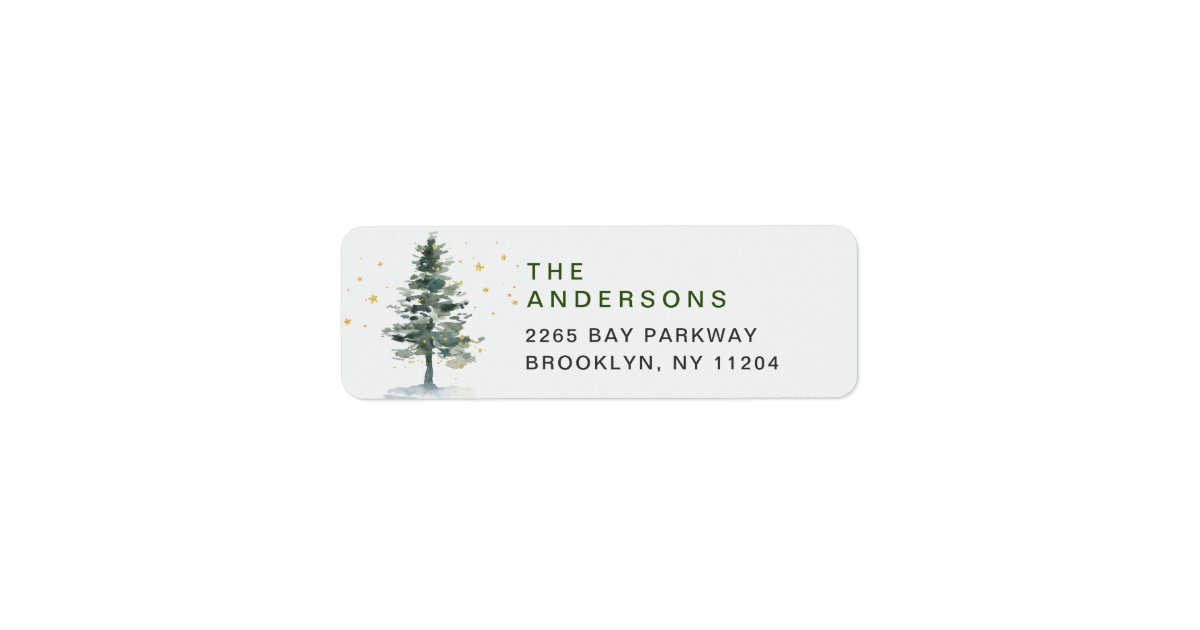 Watercolor Pine Tree Chic Christmas Return Address Label | Zazzle.com