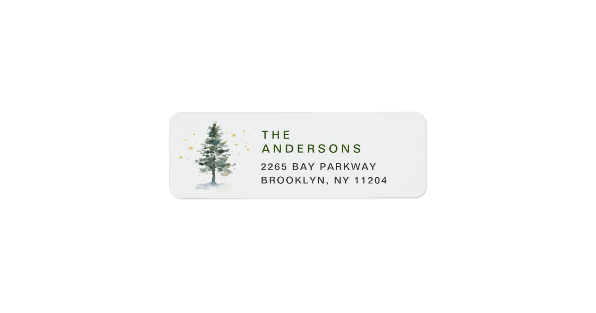 Watercolor Pine Tree Chic Christmas Return Address Label | Zazzle