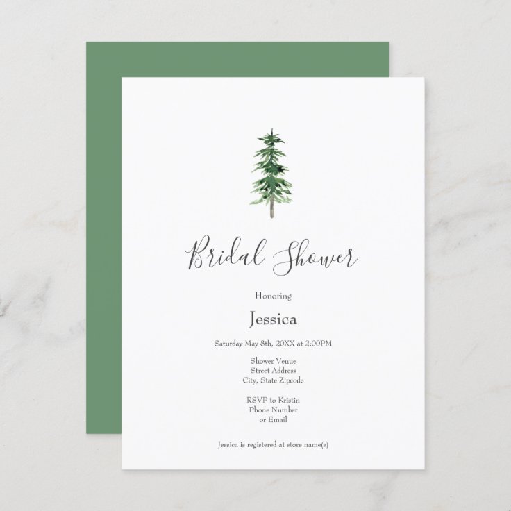 Watercolor Pine Tree Invitation | Zazzle