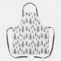 Watercolor Pine Tree Pattern Apron | Zazzle