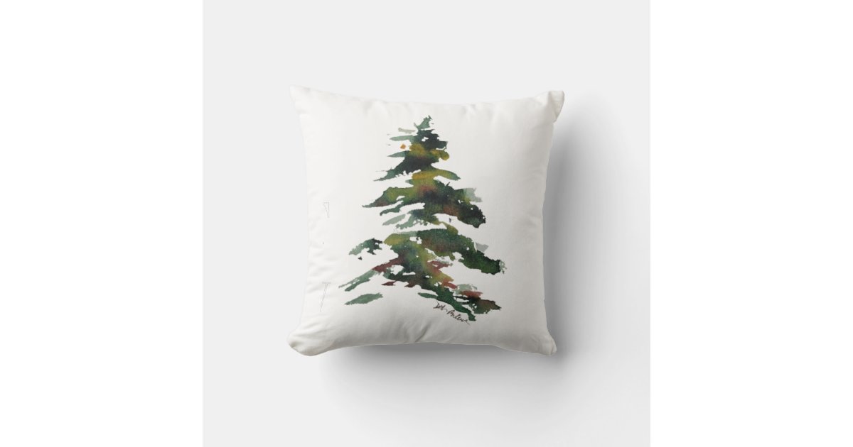 Watercolor Pine Tree Pillow | Zazzle