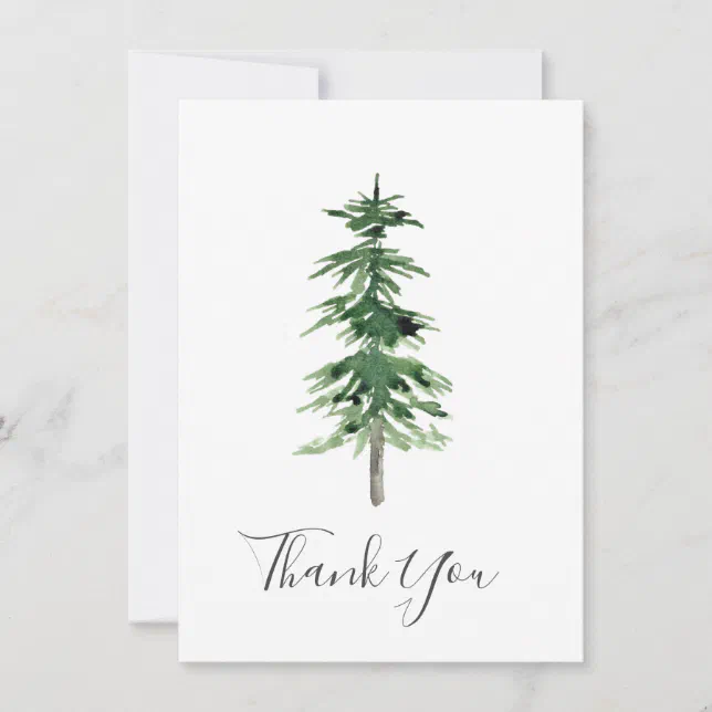 Watercolor Pine Tree Thank You Card | Zazzle