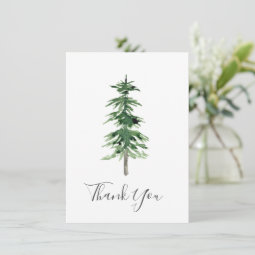 Watercolor Pine Tree Thank You Card | Zazzle