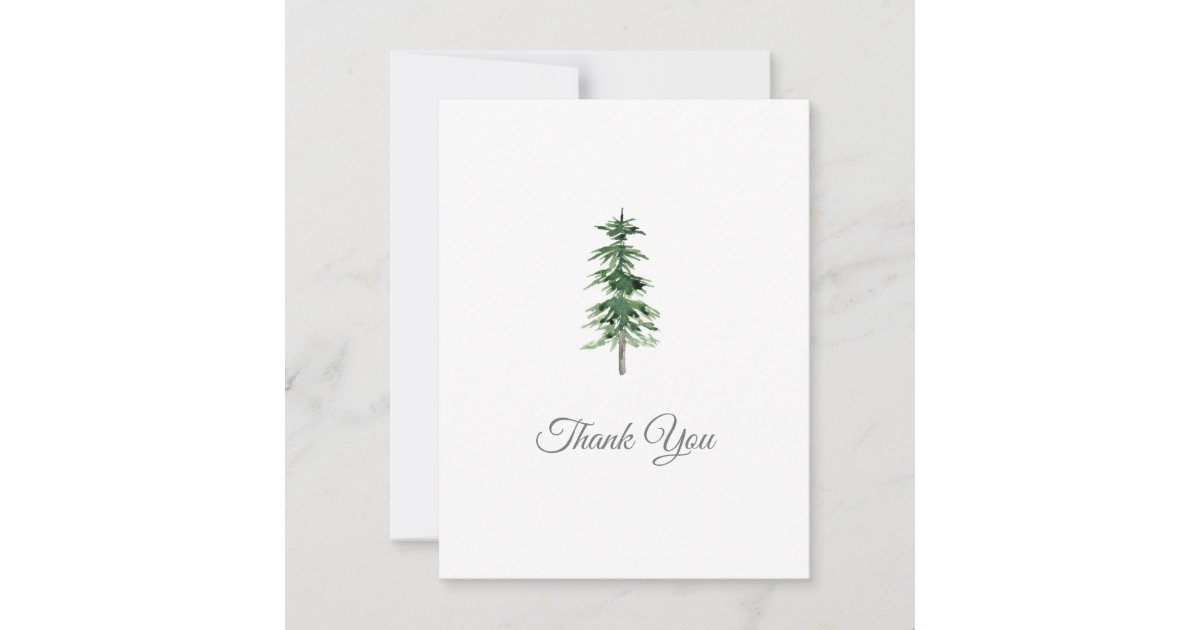 Watercolor Pine Tree Thank You Card | Zazzle