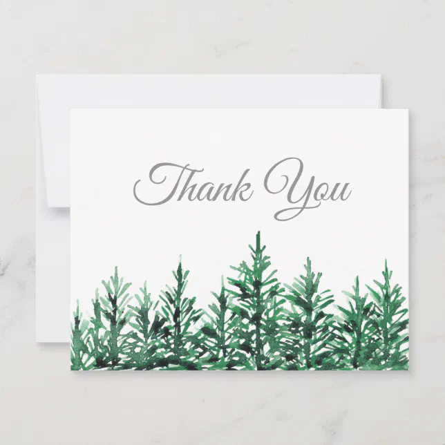Watercolor Pine Trees Thank You Card | Zazzle