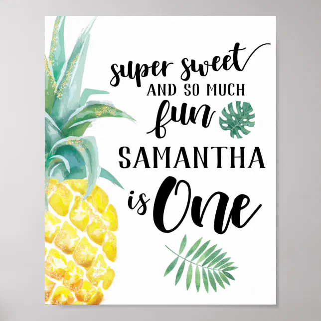 Watercolor Pineapple First Birthday Sign | Zazzle