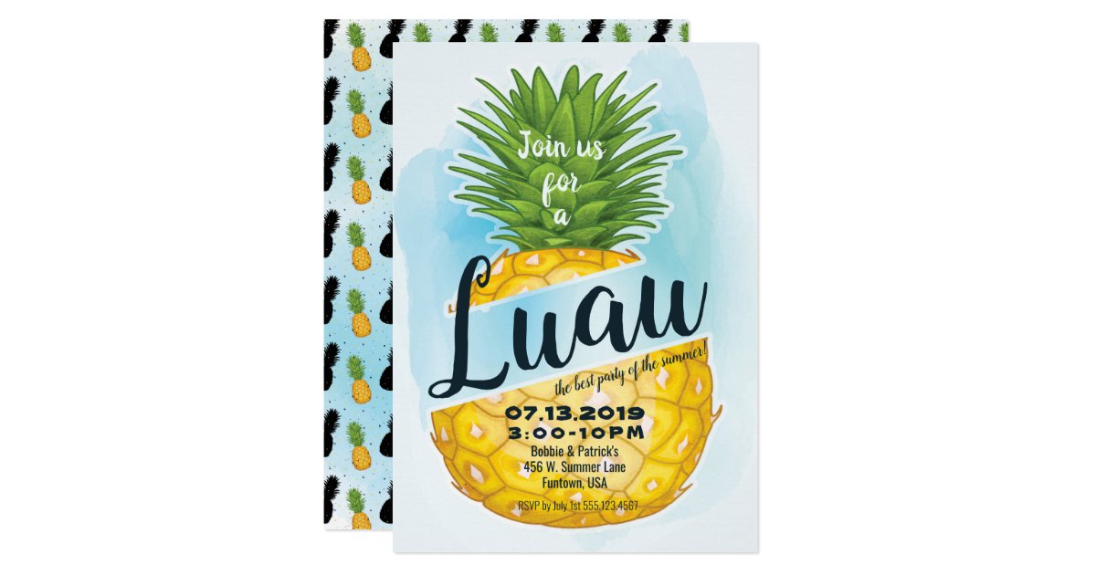 Watercolor Pineapple Luau Summer Party Invitation | Zazzle.com