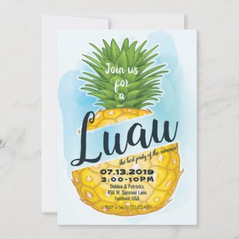 Watercolor Pineapple Luau Summer Party Invitation | Zazzle