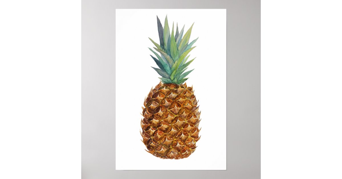 Watercolor pineapple poster | Zazzle
