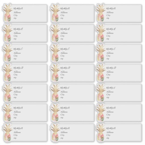 Watercolor Pineapples Guest Address Labels | Zazzle