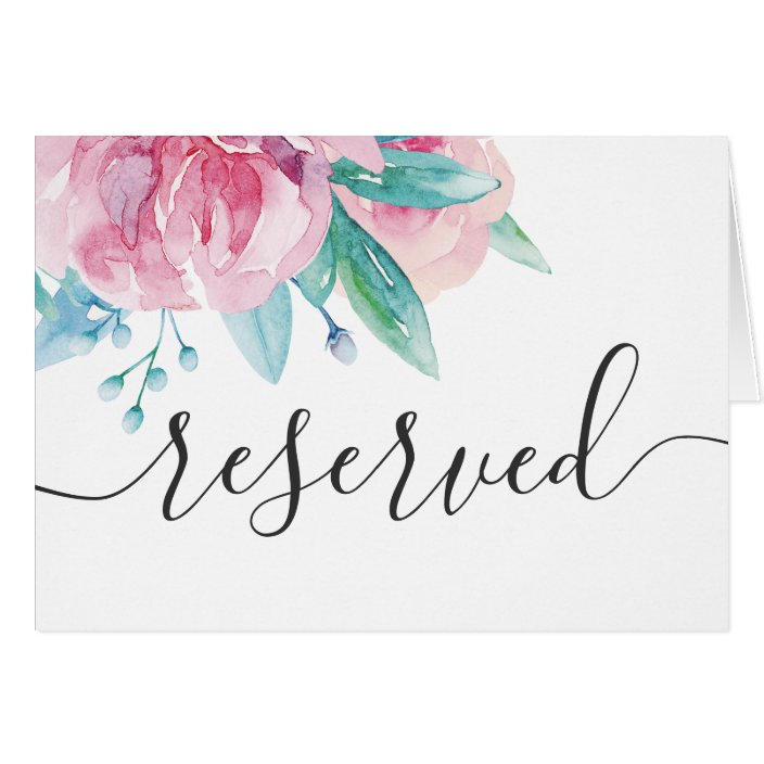 Watercolor pink blush floral wedding reserved sign | Zazzle.com