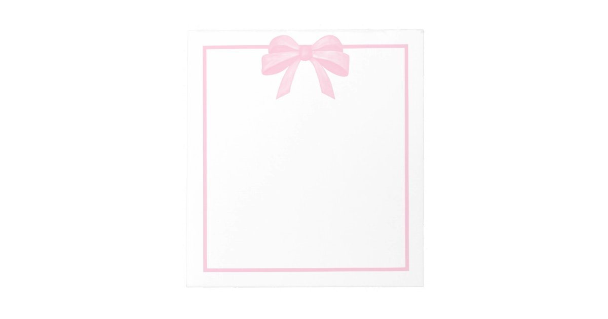 Watercolor Pink Bow Notepad | Zazzle