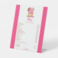 Watercolor Pink Cupcake With Cookie Bakery Pricing Pedestal Sign | Zazzle