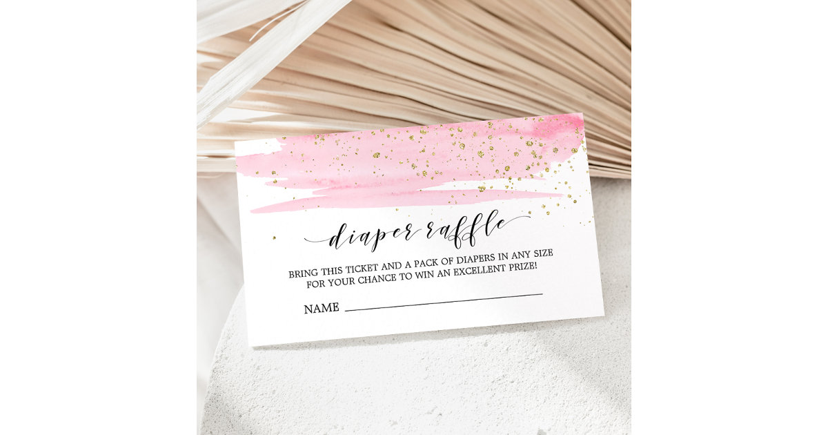 Watercolor Pink Diaper Raffle Invitation Insert | Zazzle