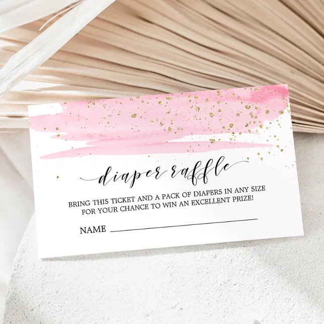 Watercolor Pink Diaper Raffle Invitation Insert | Zazzle