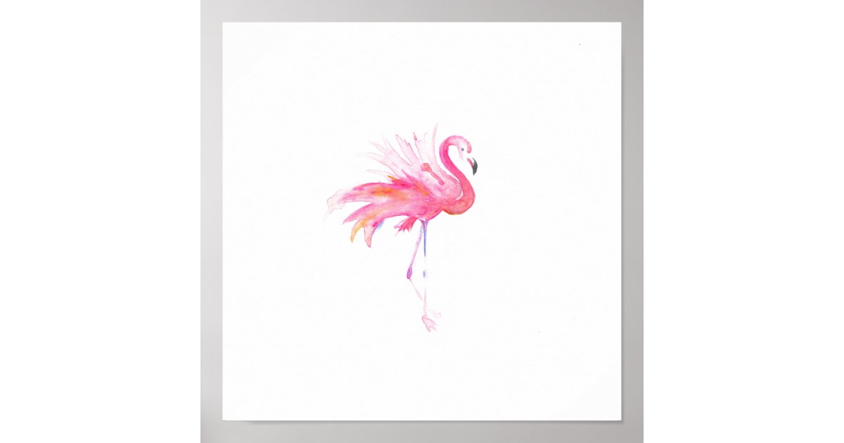 Watercolor Pink Flamingo Original Tropical Art Poster | Zazzle