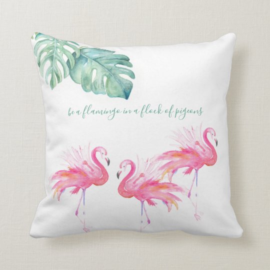 Watercolor Pink Flamingo Throw Pillow | Zazzle.com