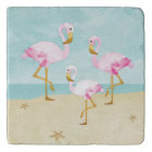Watercolor Pink Flamingos on the Beach Trivet | Zazzle.com
