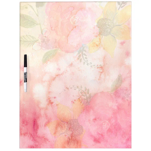 Watercolor Pink Floral Background Dry Erase Board | Zazzle