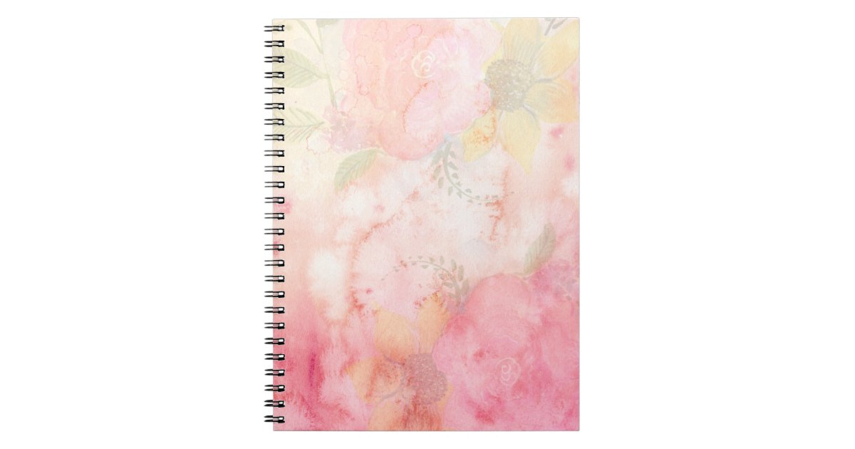 Watercolor Pink Floral Background Notebook | Zazzle