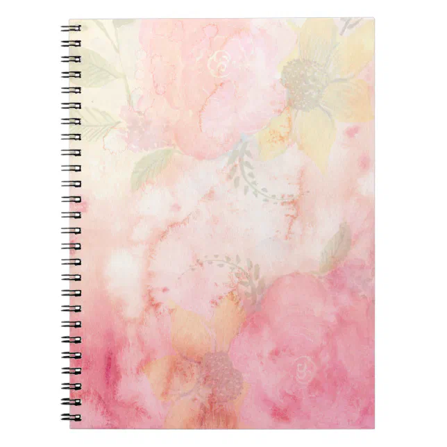 Watercolor Pink Floral Background Notebook | Zazzle