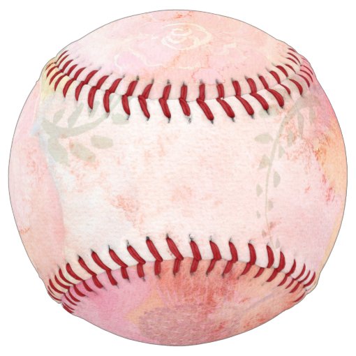Watercolor Pink Floral Background Softball | Zazzle