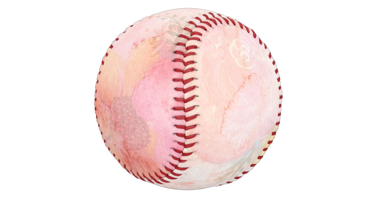 Watercolor Pink Floral Background Softball | Zazzle