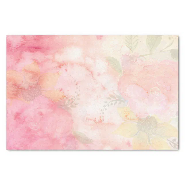 Watercolor Pink Floral Background Tissue Paper | Zazzle