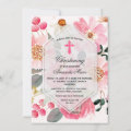 Watercolor Pink Floral Christening Invitation | Zazzle