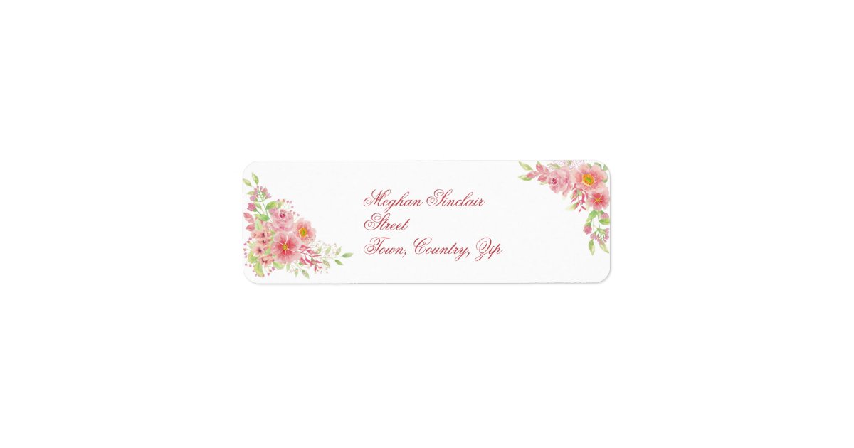 Watercolor Pink Floral Label | Zazzle