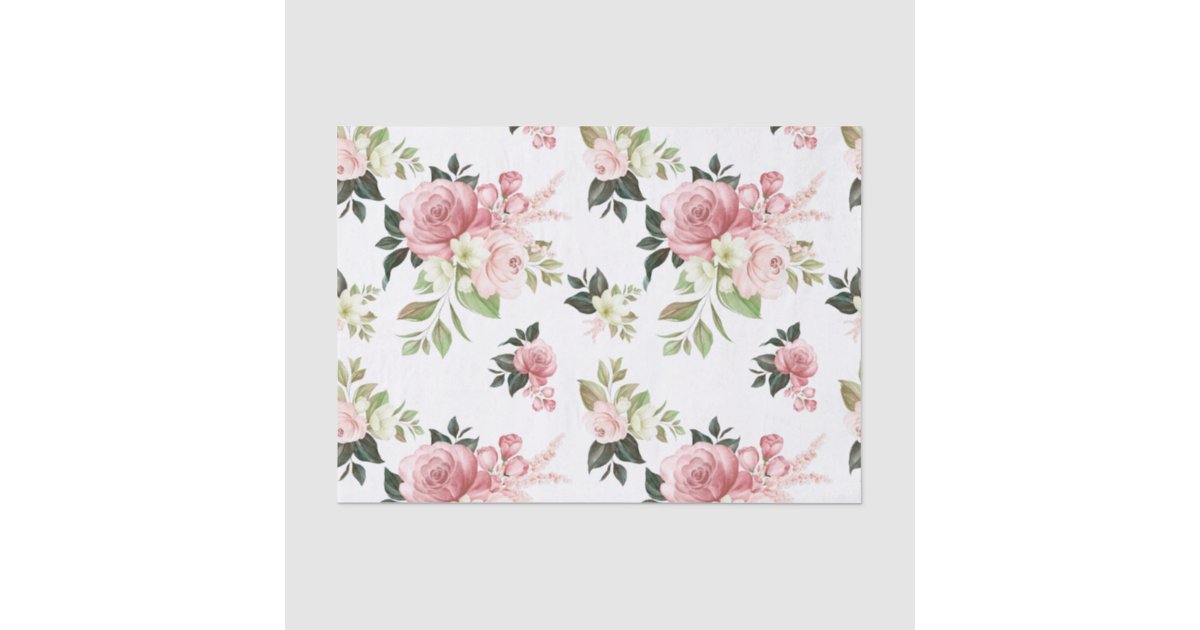 Watercolor Pink Floral Tissue Paper | Zazzle