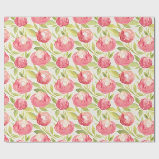 Watercolor Pink Flower Pattern Wrapping Paper | Zazzle