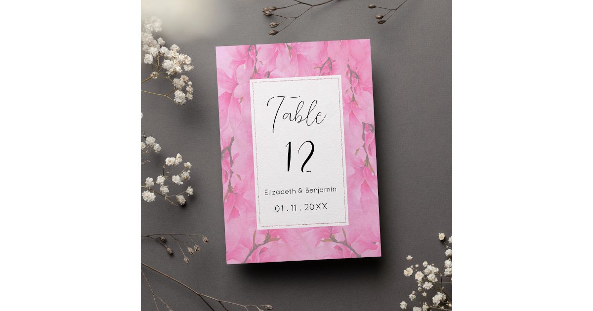 Watercolor pink green orchid flowers Table Numbers | Zazzle