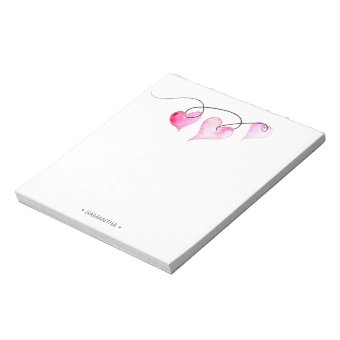 Watercolor Pink Hearts Personalized Stationery Notepad | Zazzle