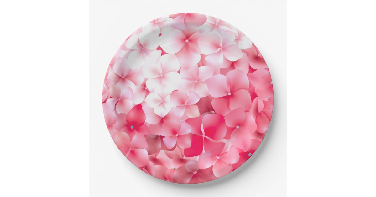 Watercolor Pink Hydrangea Paper Plates | Zazzle