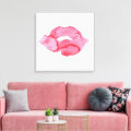 Watercolor pink lips makeup branding canvas print | Zazzle