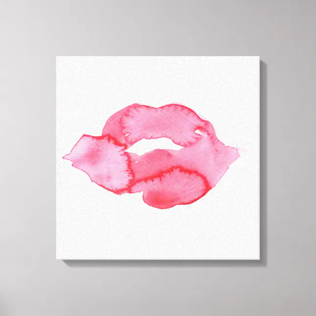 Watercolor pink lips makeup branding canvas print | Zazzle