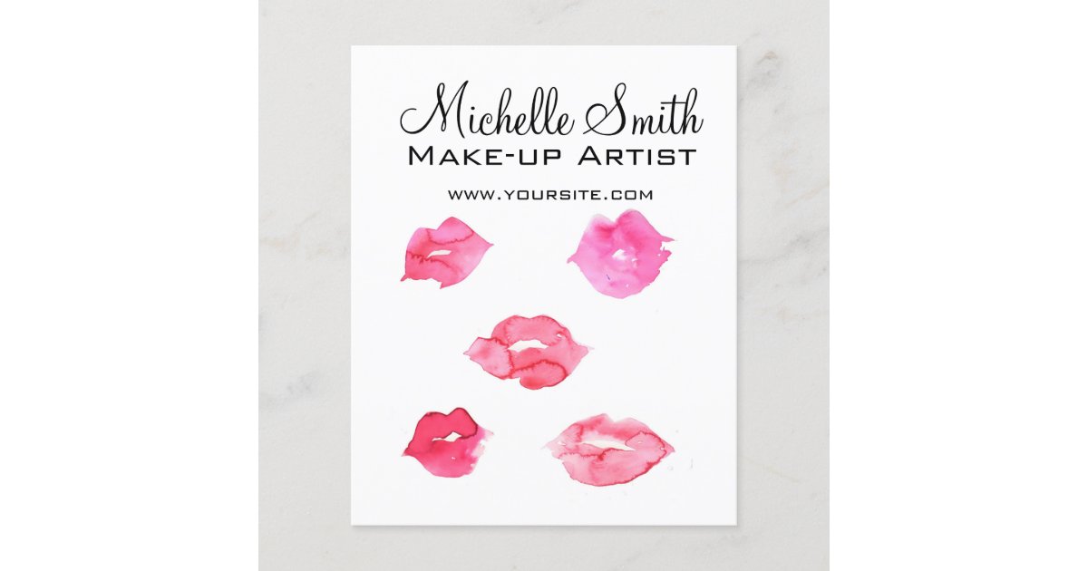 Watercolor pink lips makeup branding flyer | Zazzle