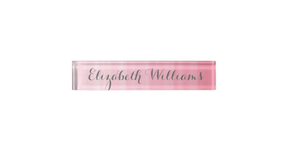 Watercolor Pink Ombre Feminine Monogram Name Desk Name Plate | Zazzle