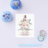Watercolor Pink Petals & Prosecco Bridal Shower Flyer | Zazzle
