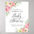 Watercolor Pink Ranunculus Baby Shower Welcome Poster | Zazzle