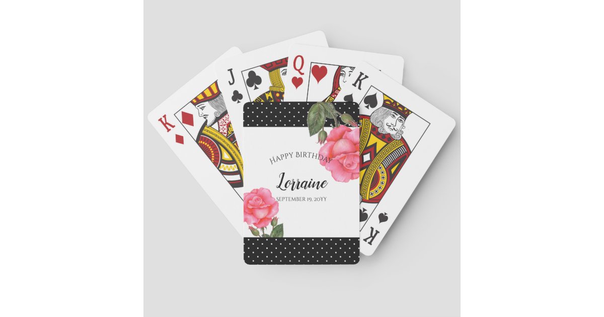 Watercolor Pink Rose Botanical Illustration Poker Cards | Zazzle